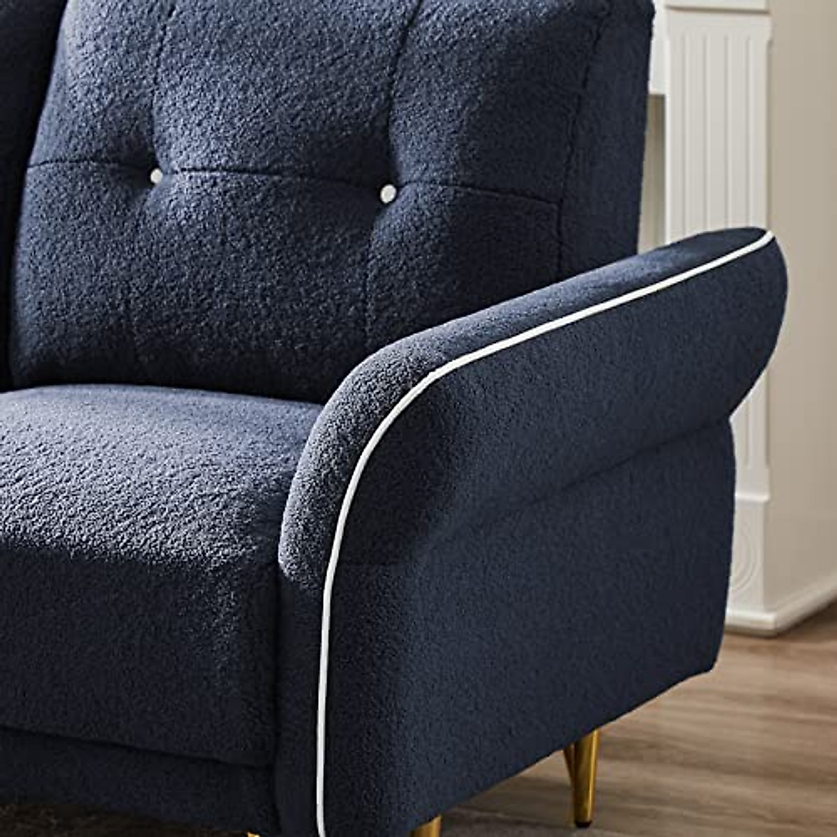 Pingliang Home Modular Sectional Sofa, 5 Seat U Shaped Sectional Couch with 2 Ottoman, Modern Comfy Sherpa Fabric Sofa Couches for Living Room, Blue