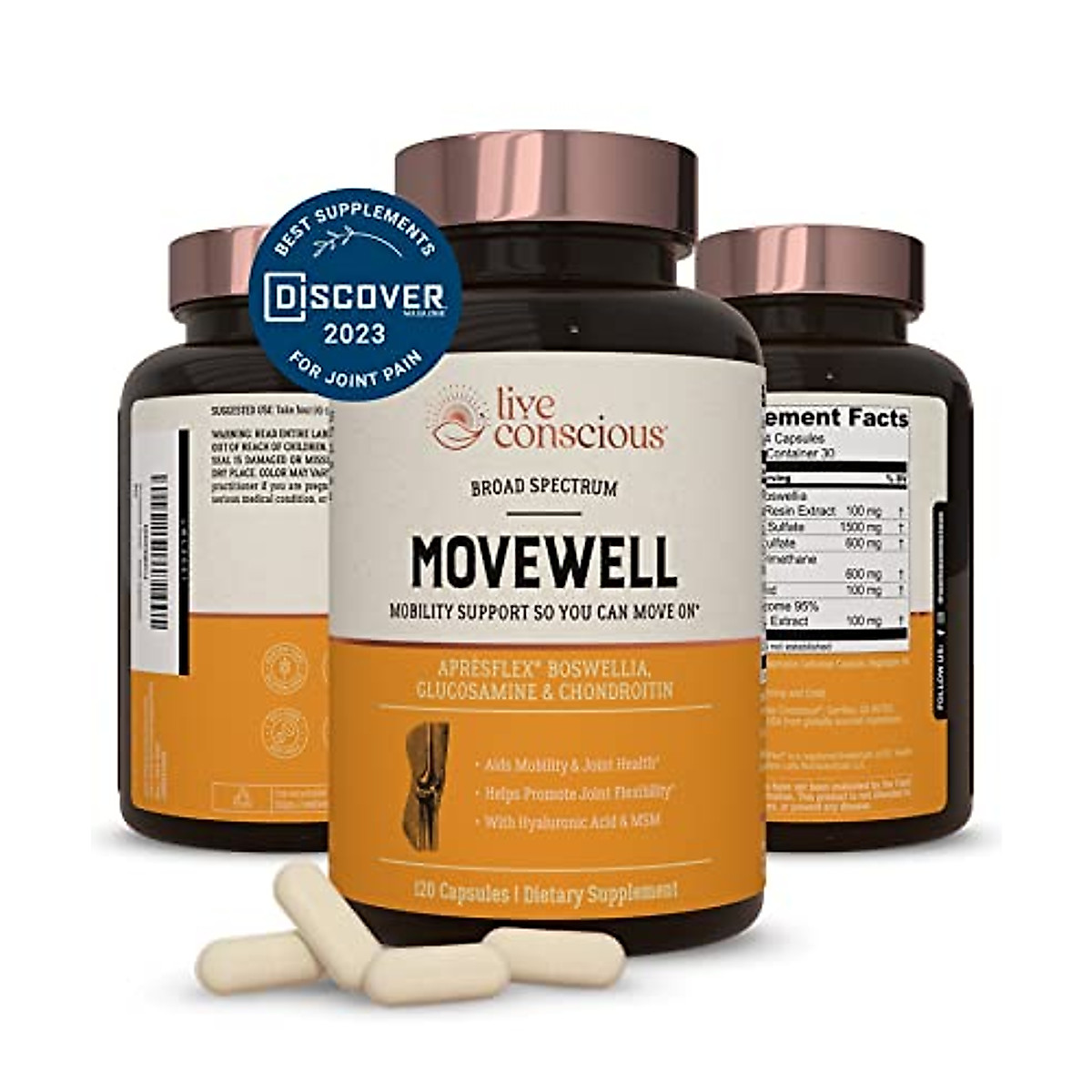 Glucosamine Chondroitin with MSM, Hyaluronic Acid, and More - MoveWell by LiveWell | Joint Health Supplement