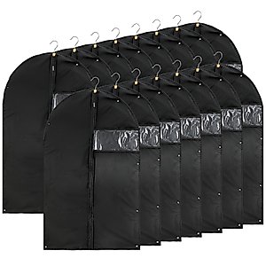 15 Pack Suit Bags Garment Bag for Men Storage 40-inch Clothes Cover with Clear Window and ID Card Holder for Suit Jacket, Skirt, Shirt and Coat
