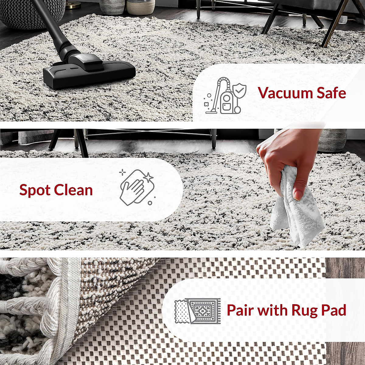 nuLOOM Vasiliki Moroccan Shag Tasseled Area Rug, 8x10, Off-white