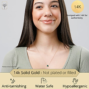 MAX + STONE 14k Yellow Gold Cushion Cut Yellow Citrine Pendant Necklace for Women 6mm Solitaire November Birthstone with 18 Inch Cable Chain