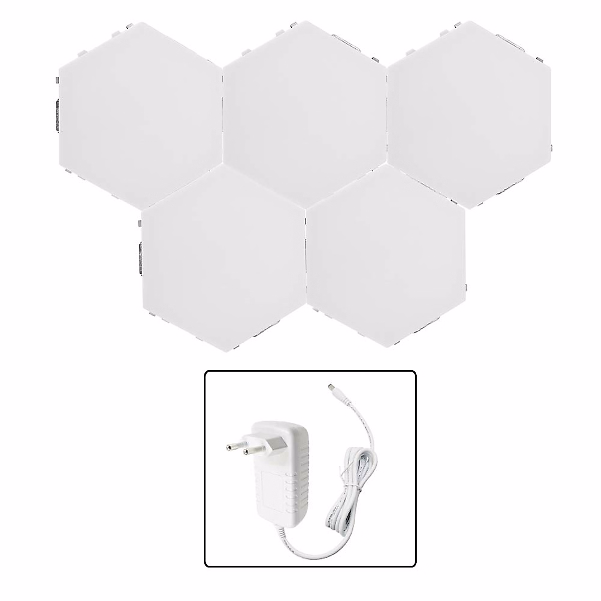 Hexagon Lights, Hexagon Led Lights, Hex Lights for Wall Led Light Wall Panels for Living Room, Bedroom, Led Wall Decor, 100V-240V (5 Lights with Power Supply EU Plug)