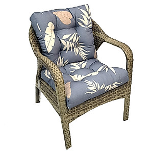 Eoieov Outdoor Chair Cushions Seat & Low Back 41.7 * 20.8 * 3.9",Tufted Thick Patio Outside Wicker Chair Seat Cushion Clearance with Ties for Outdoor Furniture
