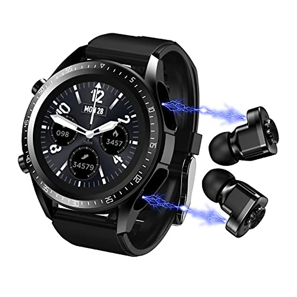 Alliget Smart Watch with Earbuds for Android iPhone, Fitness Tracker with Blood Oxygen Heart Rate Sleep Monitor, 2 in 1 Bluetooth Long Time Standby Sports Watch for Men Women