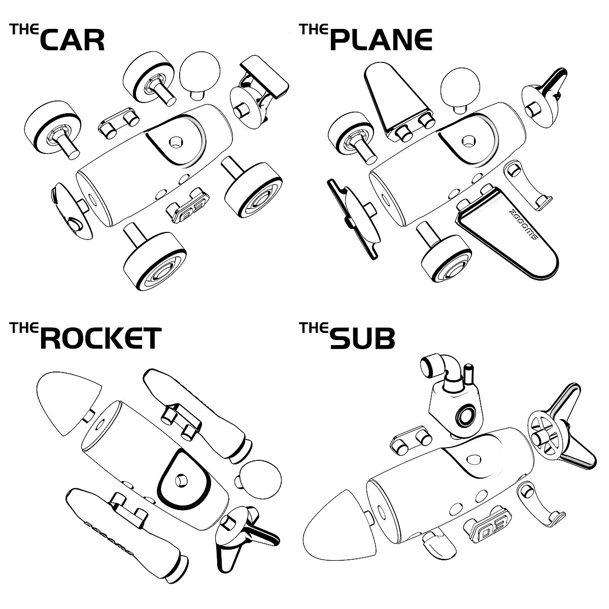 SWOODZ MEGA Pack Take Apart Car Plane Rocket Submarine Wooden Toy Vehicles Play Set, Assembly Wooden Toys, STEM Learning Gifts for 3 4 5 6 Year Olds, Kids, Toddlers, Boys, Girls, Children