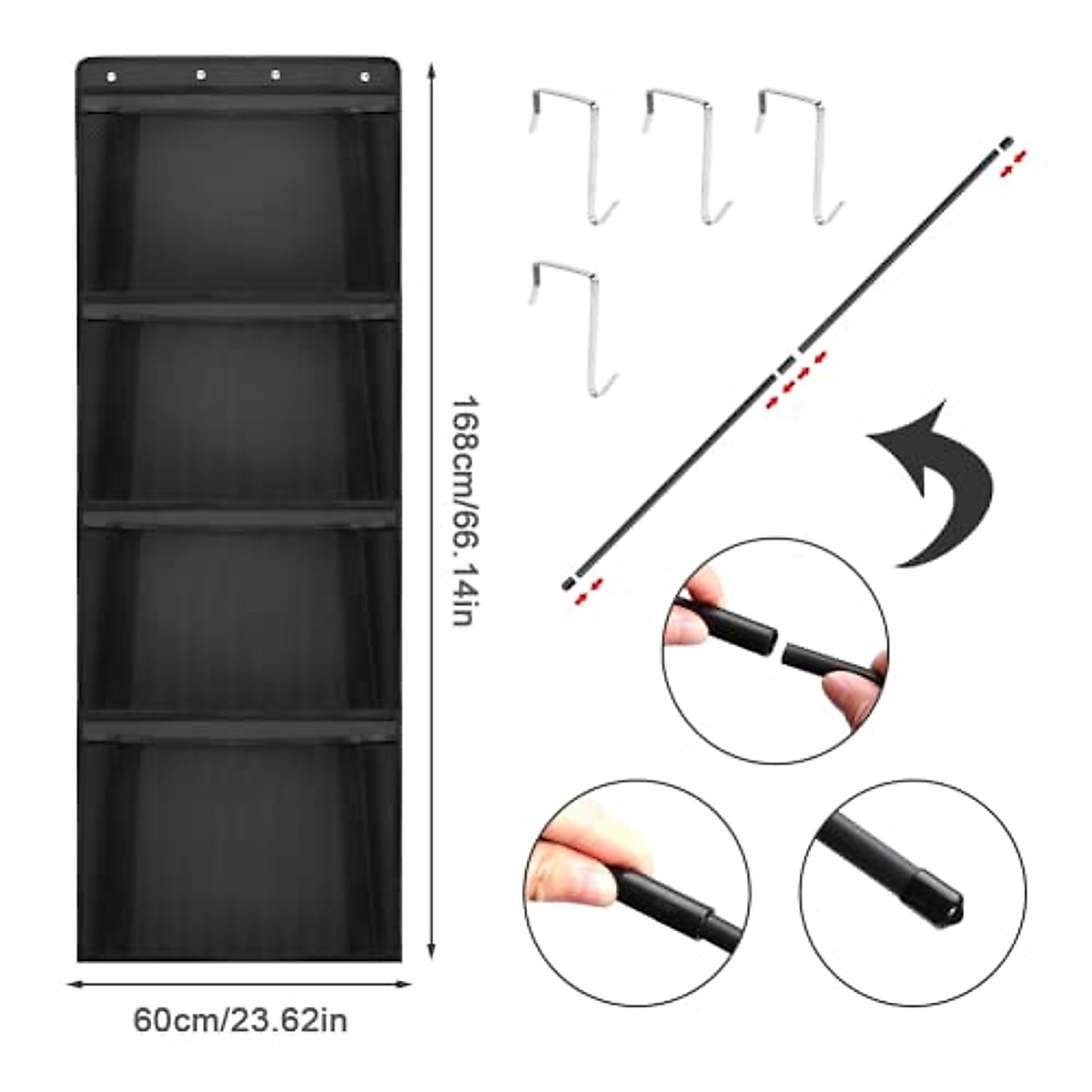 Stuffed Animal Organizer, 4 Pockets Over Door Organizer for Stuffies and Toy Plush, Kids Bedroom Organization Animal Storage Net Hammock with Hooks, Hanging Toy Plush Storage for Nursery, Bedroom