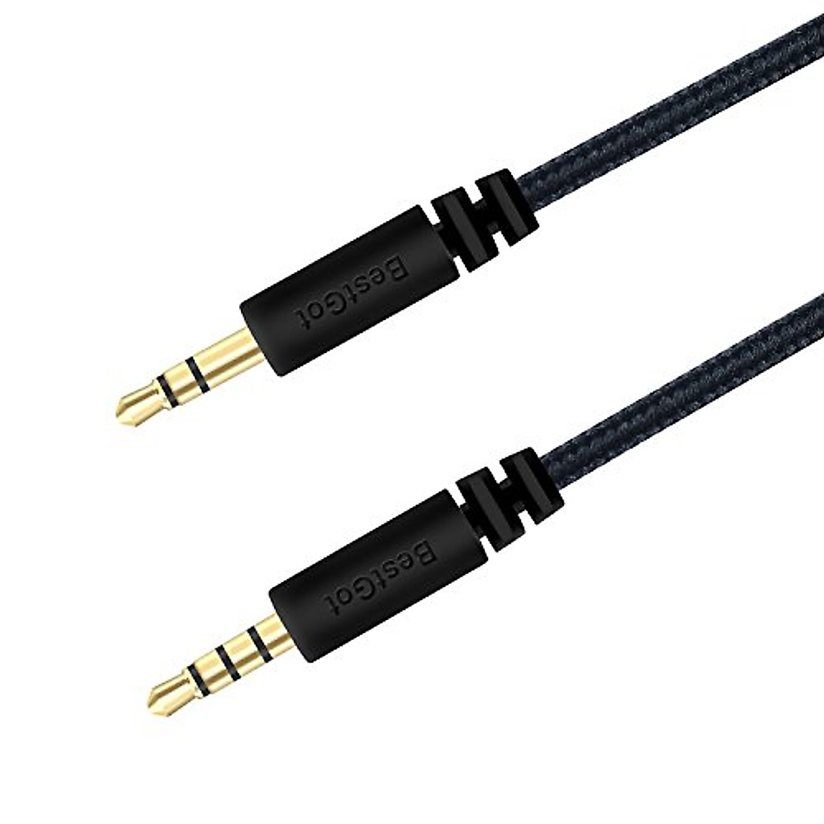 BESTGOT Audio Cable with Microphone Volume Control Aux Cord 3.5mm (4.3ft / 1.3m) for PS4 Controller, Headphones,Tablet,Computer, Laptop,Car,Mobile Phone and More (1-Pack Black)