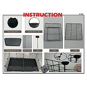48" Extra Large Dwarf Rabbit Habitat Guinea Pig Play Yard Hamster Critters Turtle Enclosure Center Divider Room Door Mouse Mice Bunny with Bottom Canvas