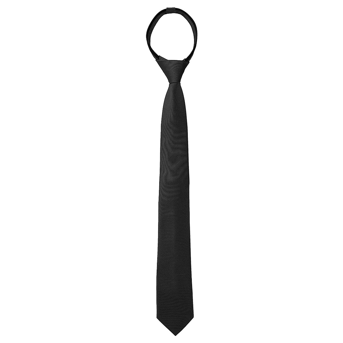 Allegra K Men's Skinny Pretied Solid Color Zipper Ties Neck Adjustable Strap Wedding Groom Tie One Size Black