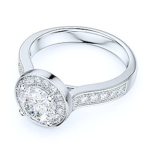 PRSTANI Sterling Silver 1CT Simulated Round Brilliant Cut Diamond Halo Promise Engagement Ring (7)
