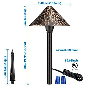 LEONLITE LED Landscape Path Light, 3W 147LM 12-24V AC/DC ETL CRI90+ Wired Outdoor LED Walkway Light, Unique Vintage Golden Texture, Aluminum Construction Low Voltage Pathway Lights IP65 3000K, 4 Pack