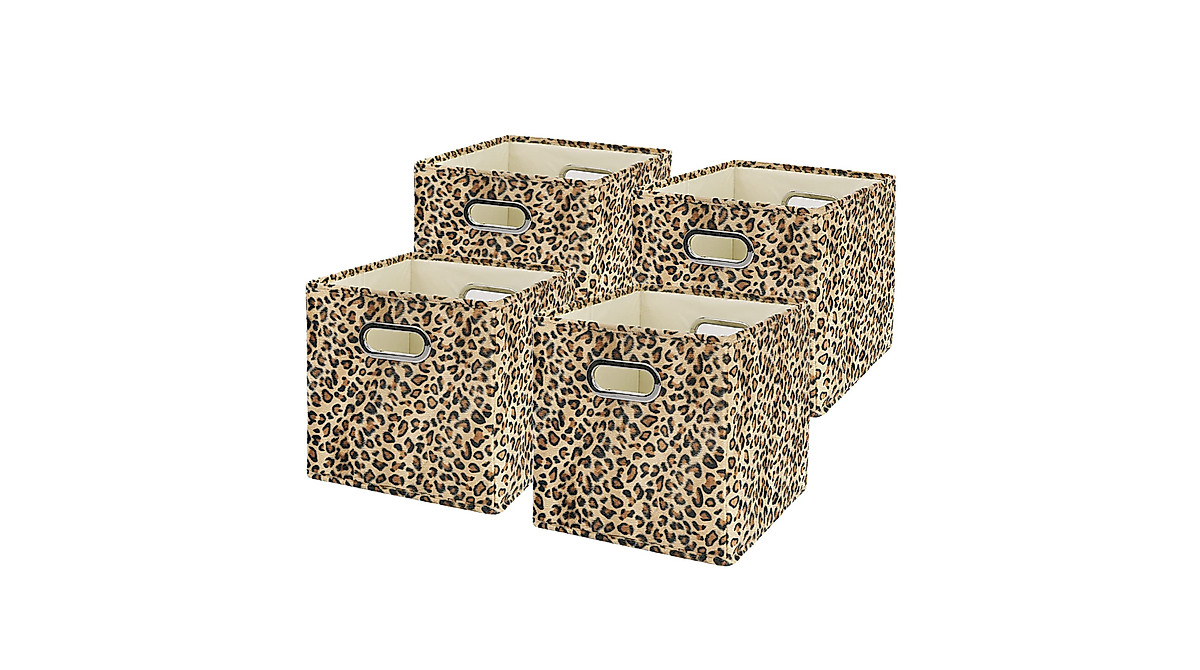 ANMINY 4PCS Leopard Print Storage Bins - Stylish & Durable