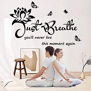 Vinyl Wall Stickers Wall Decor for Living Bedroom Room Yoga Relaxing Nursery House Wall Decals Quotes Inspirational Just Breathe Art Decor Home Decoration.