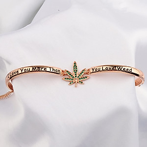 FOTAP 420 Gift Marijuana Jewelry I Love You More Than You Love Weed Bracelet Weed Gift Valentine’s Gift (Weed RG-B)