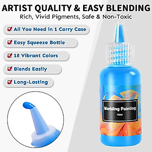 TMOL Marbling Paint Art Kit, 18 Colors Water Marbling kit, Water Art Paint Set, Arts and Crafts for Girls & Boys Ages 6-12, Craft Kits Art Set for Activities