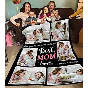 Custom Blanket Personalized Mother Gift for Mom from Daughter, Customized Blankets with Photos Soft Throw Blanket for Her