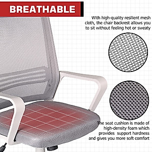 HOMEFLA Mid-Back Mesh Drafting Chair - Tall Office Chair with Armrest Standing Desk Chair Counter Height with Adjustable Foot Ring (Grey)