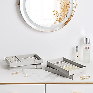 ProCase Set of 4 Stackable Jewelry Organizer Trays for Drawers, Jewelry Drawer Inserts Container for Earrings Necklaces Rings Bracelets -Grey