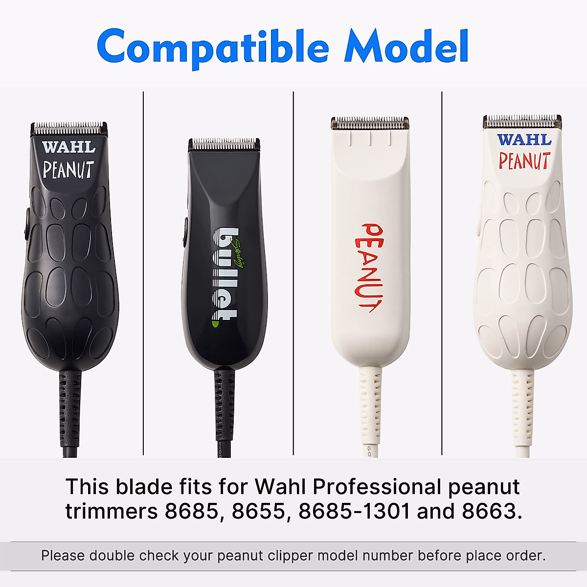 2 Pack Peanut Clipper Replacement Blade, Snap-On Replacement Blade for Wahl Peanut Hair Clipper #2068-300, White