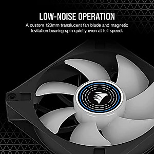 CORSAIR ML120 LED Elite, 120mm Magnetic Levitation Blue LED Case Fan with AirGuide, Single Pack, Black