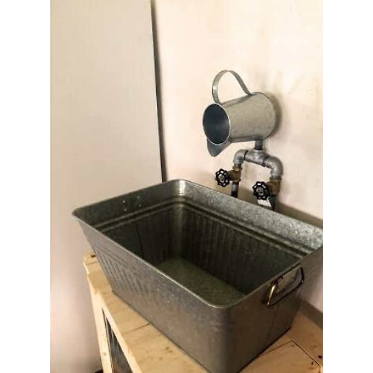 Rectangle Rustic Sink Galvanized Farmhouse Tub & (Jug Faucet)