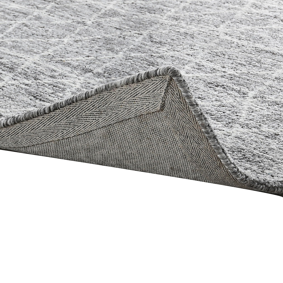 Benjara Jua 2 x 3 Hand Tufted Small Area Rug, Diamond Designs, Gray, White