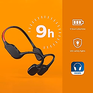 Philips GO A7607 Open-Ear Bone Conduction Bluetooth Headphones with Bluetooth Multipoint, IP66 Water-Resistant, Black