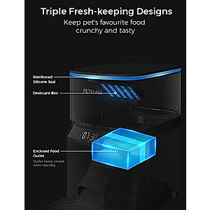 PETVIAGA Automatic Cat Feeders with Timer, 5L Timed Dog Food Dispenser with Desiccant Bag & Stainless Steel Bowl, Auto Pet Feeder for Dry Food with 6 Feeding Meals, 20 Portions Control & 10s Recording