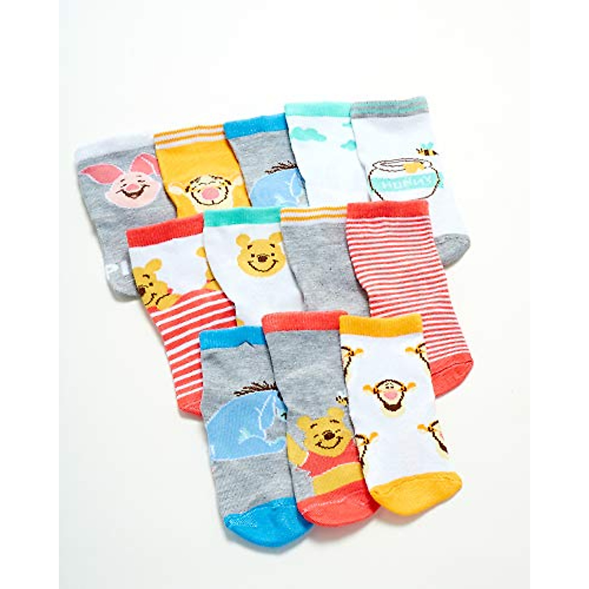 Disney Baby Boys Socks - 12 Pack Soft Newborn Baby Socks Character Prints - Cute Newborn and Infant Socks (0-24M), Size 0-6 Months, Winnie the Pooh