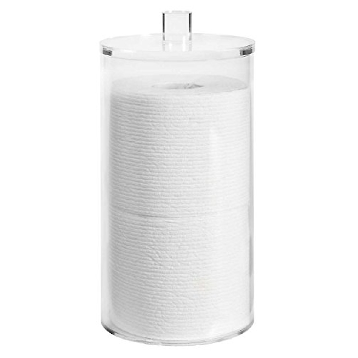 Decorative Things Toilet Paper Holder Stand Roll Storage Acrylic Holds 2 Mega Rolls- Holds Jumbo Rolls - 6" x 6" x 9" Tall