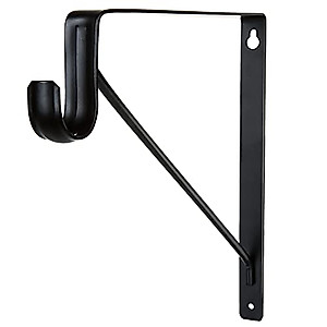 4Pack Closet Shelf & Rod Brackets, Black Closet Shelf Bracket with Rod Support, Wall Mounted Closet Rod Bracket with Screws, Clothes Hanger Pole Support Bracket for Both Shelf Storage and Closet Rod