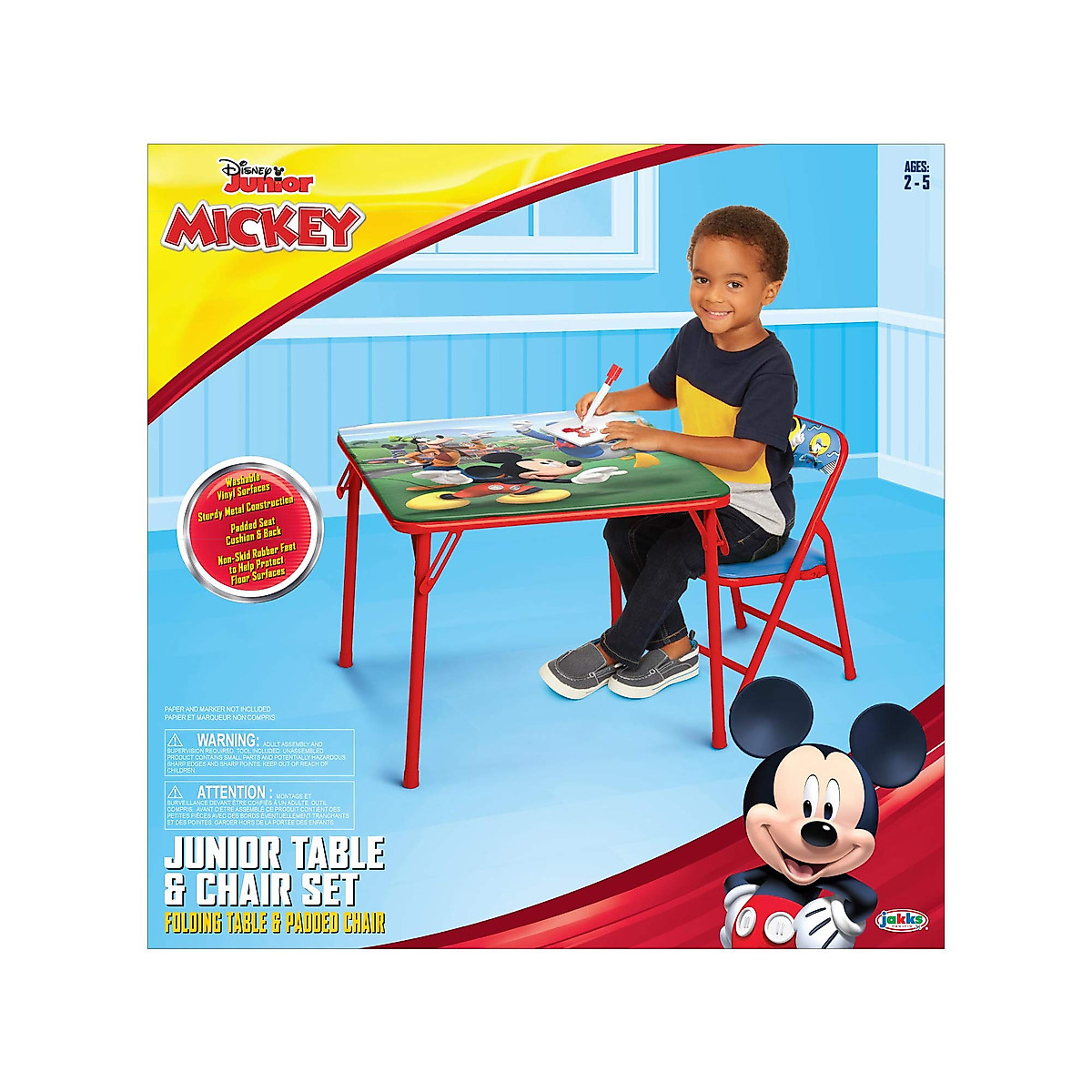 Disney Junior 45704 Mickey Kids Table & Chair Set, Junior Table for Toddlers Ages 2-5 Years ,20" x 20"