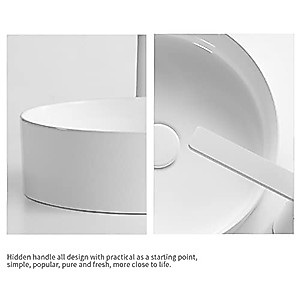 KINGWONG 16 Inch Vessel Sink for Bathroom Modern Round Bathroom Sinks Above Counter White Ceramic Porcelain Farmhouse Vessel Sink Basins Bathroom sink bowl for Cabinet Lavatory Vanity