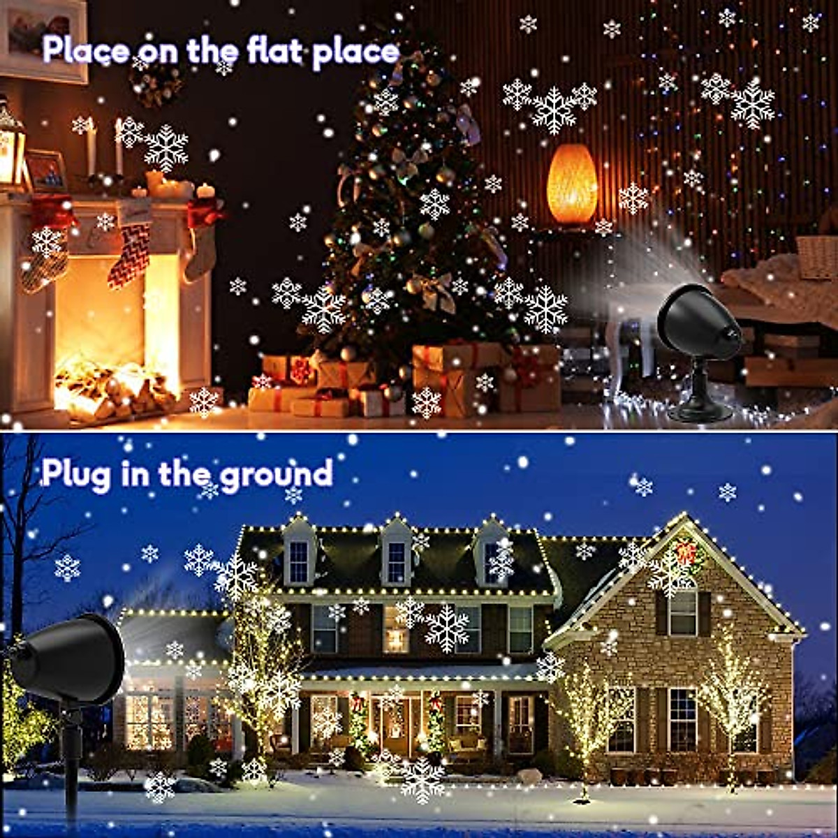 Snowfall LED Light Projector,Syslux Christmas Snow Light,Snowfall Projection Light with Snowstorm Effect for Christmas,Holiday,Halloween,Party,Garden,Wedding,Indoor Outdoor Decorations - 2 Sets