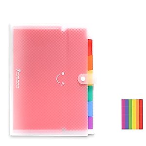 CLOUDIA 7 Pockets Expanding File Folders with Labels, Letter A4 Paper Organizer Folder, Accordion Document Organizer for School (Clear)