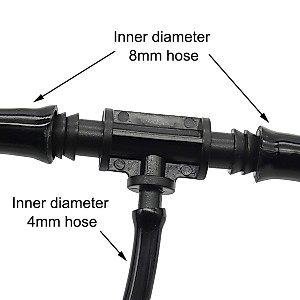 DGZZI Garden Hose Reducing Tee Barb Connector 10PCS Black 3/8 Inch to 1/4 Inch Greenhouse Drip Irrigation Water Splitter for 4 mm Drip Hose