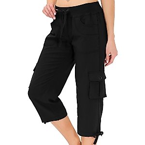 MoFiz Hiking Cargo Shorts for Women Outdoor Quick Dry Athletic Shorts for Boating Camping with Pockets Black