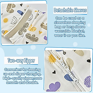 XIFAMNIY 1.5 TOG Baby Wearable Blanket Toddler Kids Sleeping Bag Detachable Long Sleeve Swaddle