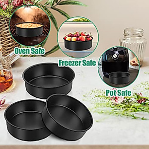 TeamFar 6 Inch Cake Pan, Round Baking Layer Cake Pan Set of 3, with Non-Stick Coating Stainless Steel Core for Birthday, Party, Wedding, Healthy & Heatproof, Release Easily & Easy Clean