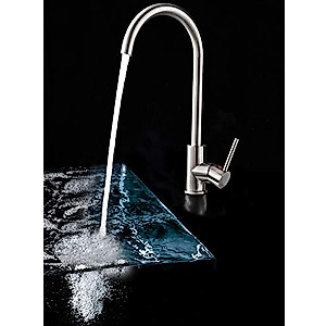 High Arch Kitchen Faucet Brushed Nickel,360 Degree Swivel Spout Kitchen Sink Faucet Hot and Cold Water Mixer, Modern Lead-Free Commercial Bar Sink Faucet fit for 1 Hole Single Handle Faucet Anti-Rust