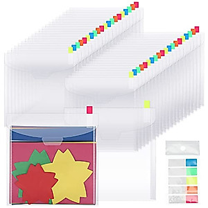 80 Pcs Scrapbook Paper Storage Organizer 12 x 12'' Waterproof Individual Top Loading Files with 100 Sticky Index Tabs Scrapbook Paper Storage for Holding Scrapbook Paper Cardstock Vinyl File Photos