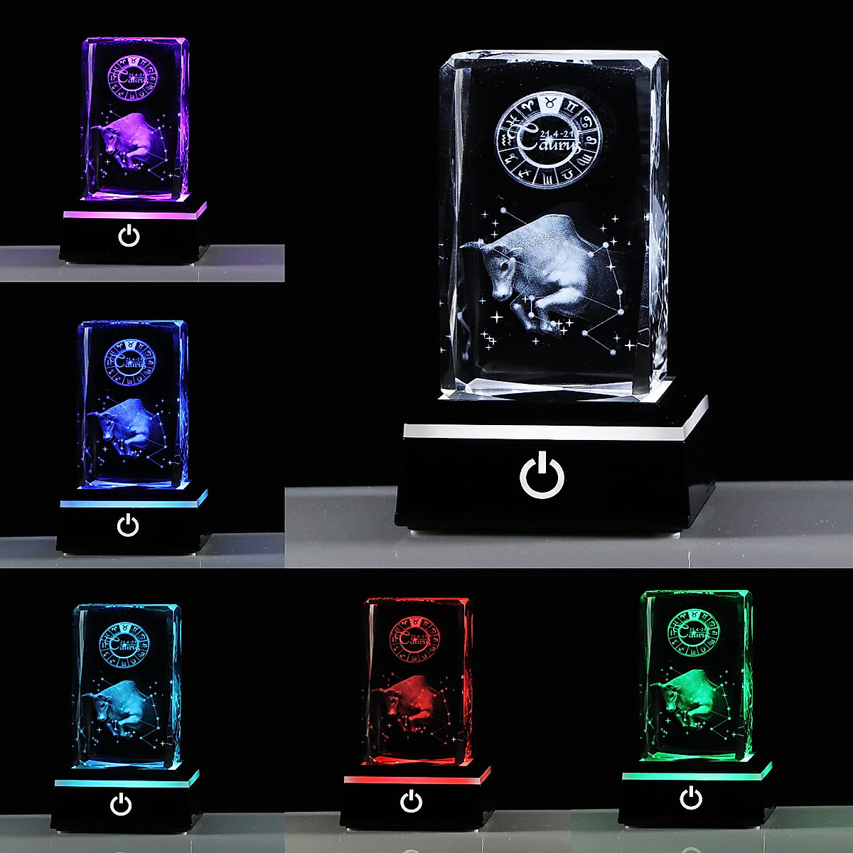 3D Crystals Taurus Zodiac Astrology Gifts For Women Men,Taurus Glass Figurine Decor Constellation Stuff April May Birthday Gifts For Girlfriend Woman Aunt Wife Keepsake Sign Symbolic Energy: Possess