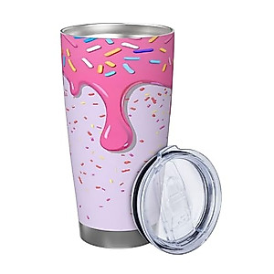 AYCZN Donut Dessert 20 OZ Tumbler Stainless Steel Travel Coffee Mug, Colorful Sprinkle Insulated Water Bottle with Lid Leakproof Thermal Cup