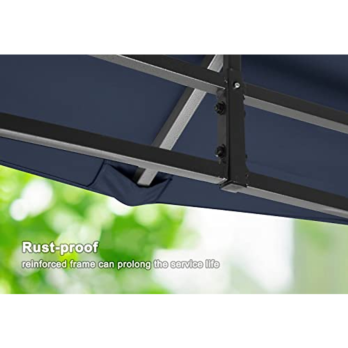 MASTERCANOPY Outdoor Garden Gazebo for Patios with Stable Steel Frame and Netting Walls (8x8,Navy Blue)