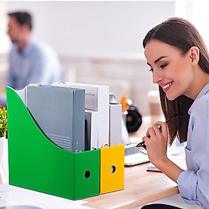 Yeaqee 48 Pcs Magazine File Holder Magazine Holder Bulk Foldable Cardboard Book Bins Desk File Holder Organizer Book Holder Boxes Cardboard Magazine Storage Box for School Office Desk, 8 Colors