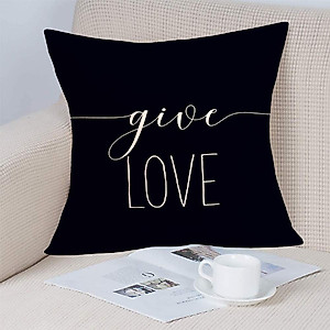 Doitely Simple Quote Black Pillow Covers 18x18 Inch Set of 4 Live Simply, Work Hard, Give Love, Dream Big Cotton Linen Cushion Cover for Home Sofa Chair Decor Inspiring Words Farmhouse Pillow Case