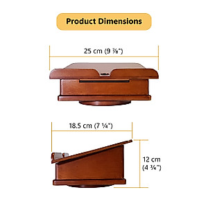 Wooden Book Stand for Cookbook Textbook and Tablet, Adjustable Angles, Spacious Storage Case, Carousel Base (Dark Cherry)