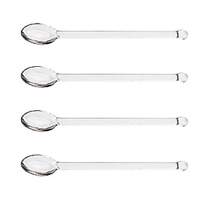 4 Pcs Clear Glass Tea Spoon Glass Stirring Spoon Stick Long Handle Coffee Stirrer Iced Tea Spoon Glass Stirring Spoon for Cocktail Tea Dessert Appetizer Cold Drink Home Bar Party Gathering