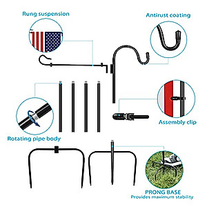65 Inch Garden Flag Pole with Flag with Anti-Wind Clip for Flag Heavy Duty Garden Flag Stand for Plant Stand and Light Tall Garden Flag Poles for Outside inground,2 Stoppers and 1 Clip (1 PC, 65 INCH)