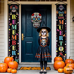 KatchOn, Dia De Los Muertos Porch Sign Banners - Large, 72x44 Inch | Dia De Los Muertos Door Covers, Dia De Los Muertos Decorations | Day of the Dead Door Banner, Day of the Dead Halloween Decorations